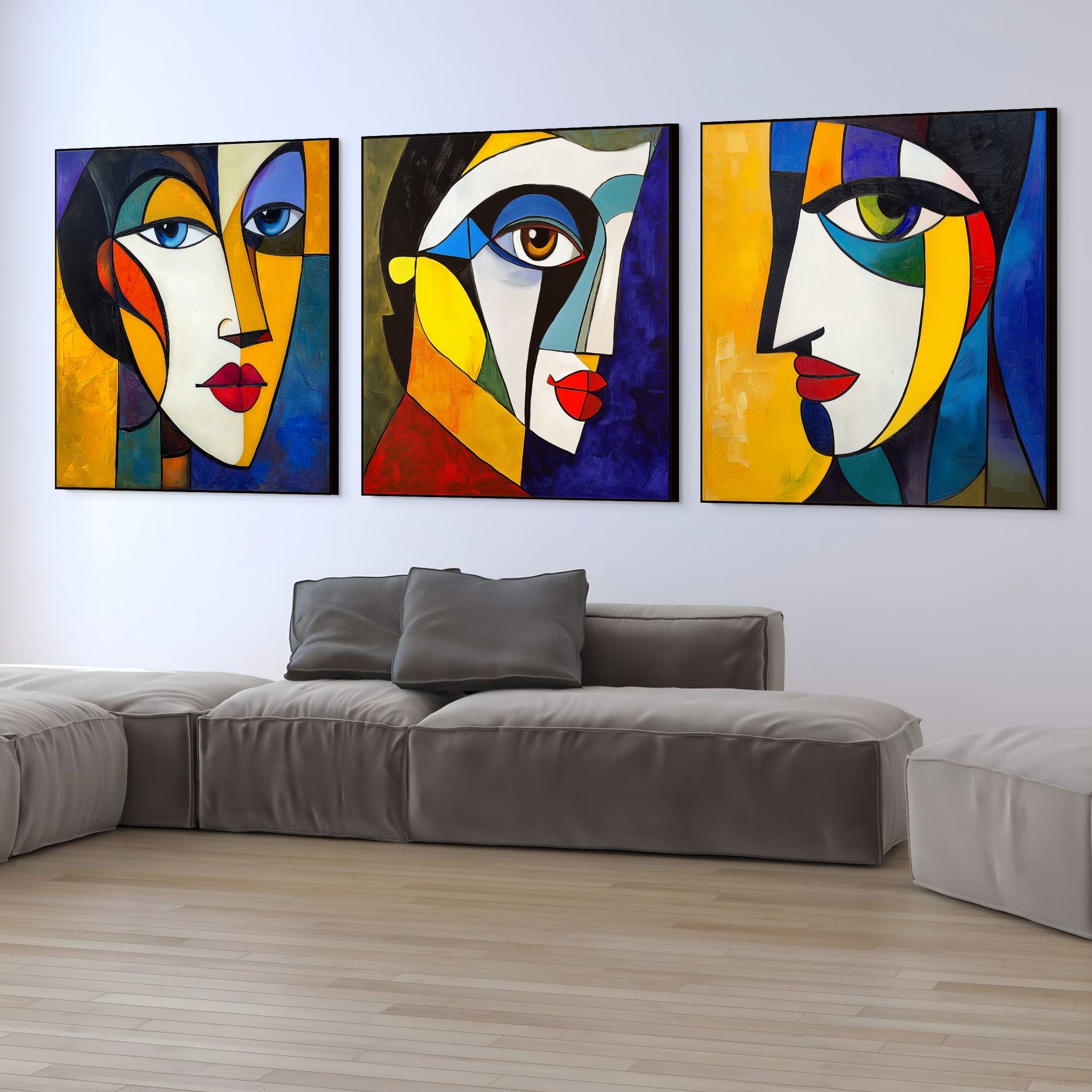 Cubist Muse Set I – Wall Art, Hand-Painted in Acrylic