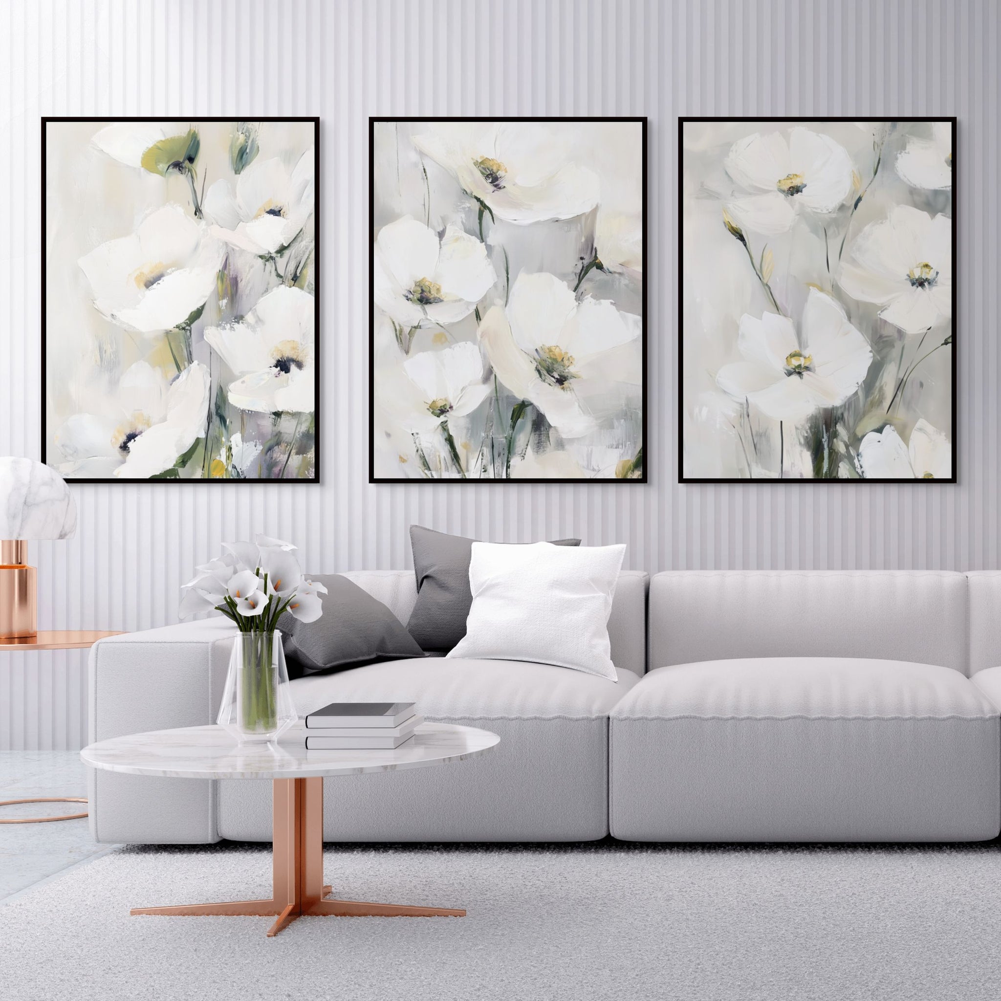 Subtle Blooms Set I – Wall Art, Hand-Painted in Oil