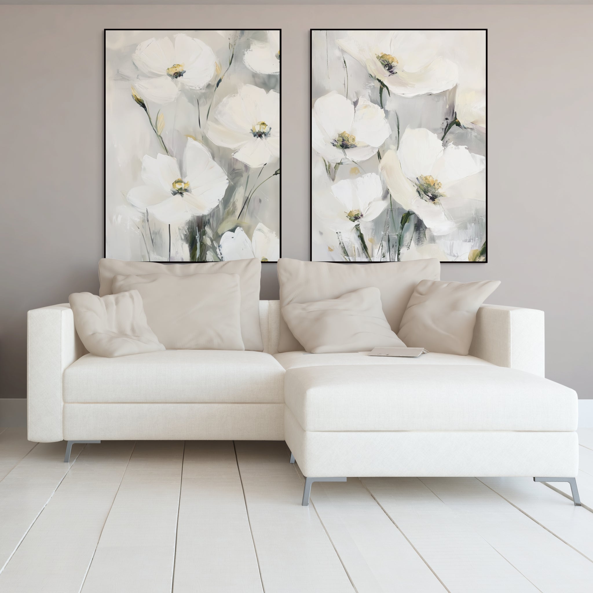 Subtle Blooms Set II – Wall Art, Hand-Painted in Oil